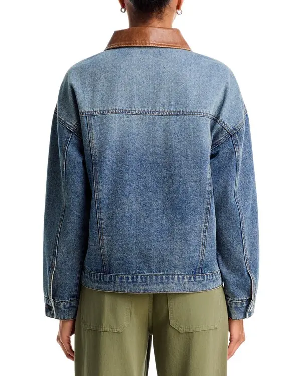 Aqua Contrast Collar Denim Jacket Exclusive