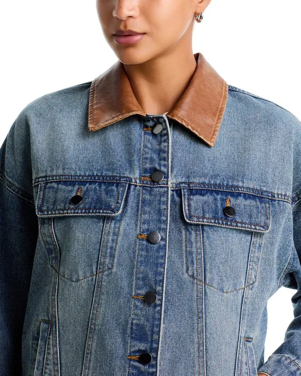 Aqua Contrast Collar Denim Jacket Exclusive