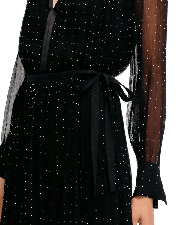 Vince Embellished Dot Sheer Gathered Midi Skirt