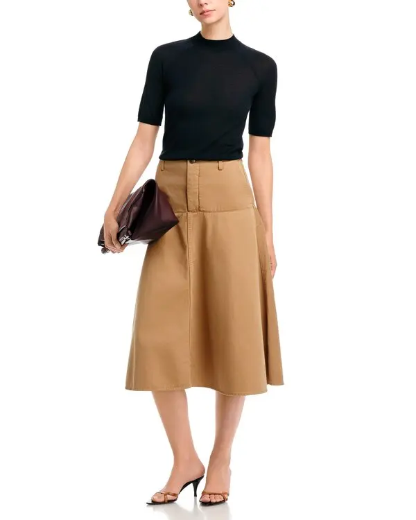 Vince Mid Rise Washed Cotton Skirt