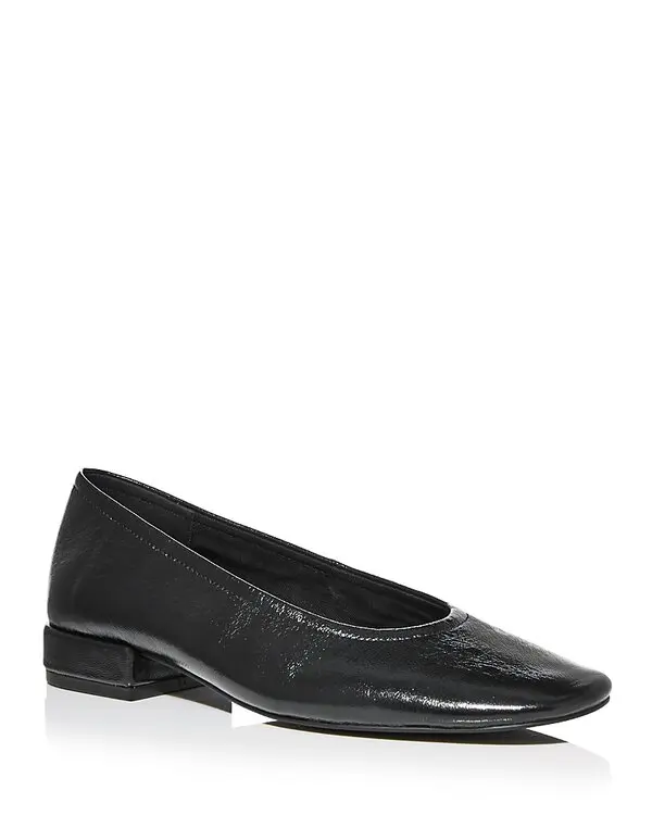 Aqua Avery Leather Ballet Flats - Black Leather