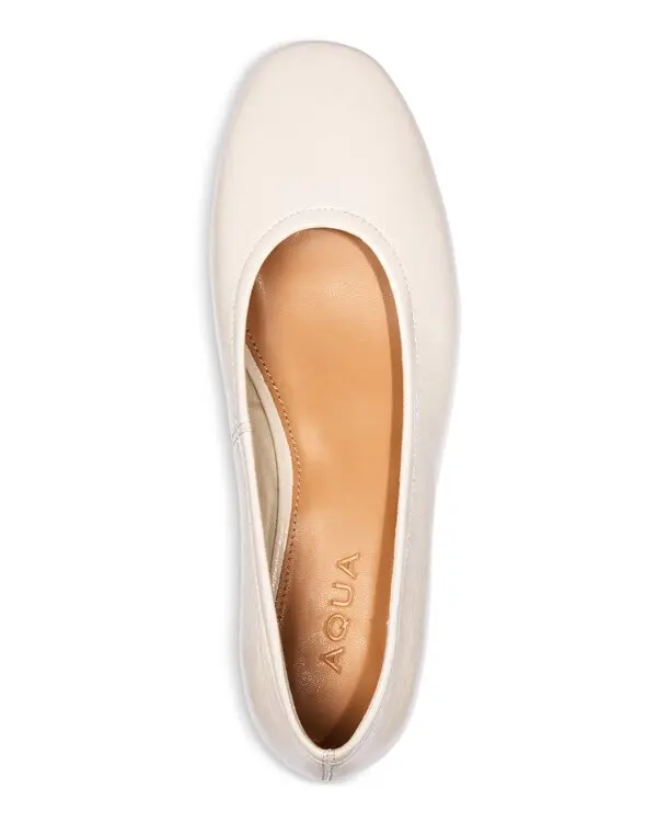 Aqua Avery Leather Ballet Flats - Bone Leather