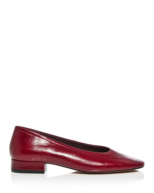 Aqua Avery Leather Ballet Flats - Dark Red Eel