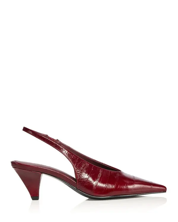 Aqua Macki Leather Pointed Toe Slingbacks - Wine