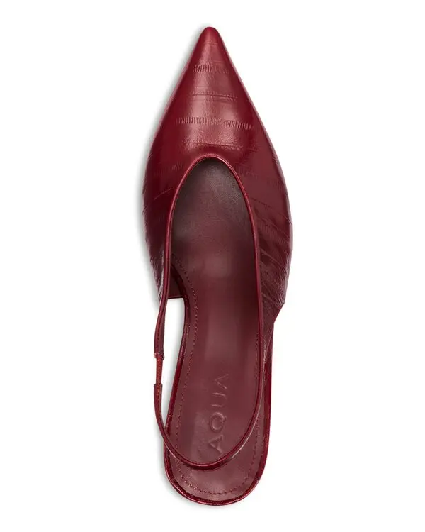 Aqua Macki Leather Pointed Toe Slingbacks - Wine