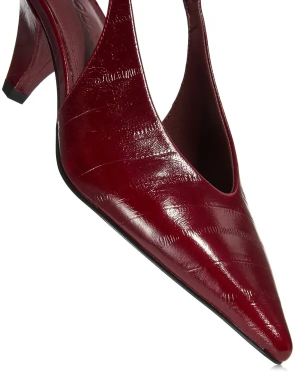 Aqua Macki Leather Pointed Toe Slingbacks - Wine