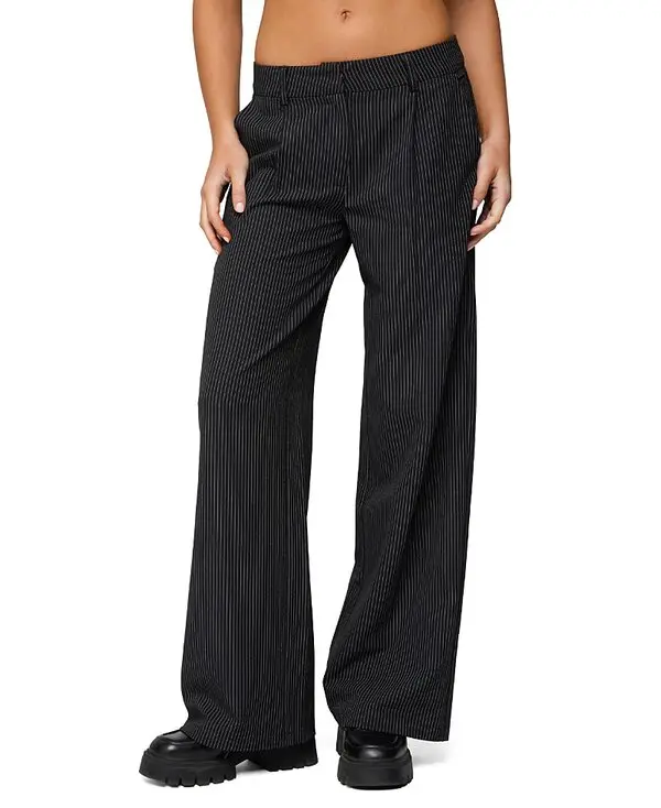 EDIKTED Pinstripe Tailored Straight Leg Pants