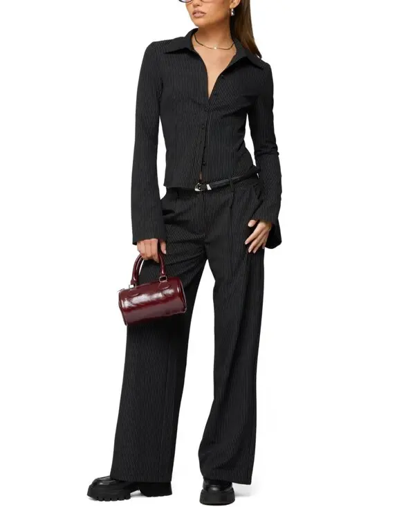 EDIKTED Pinstripe Tailored Straight Leg Pants