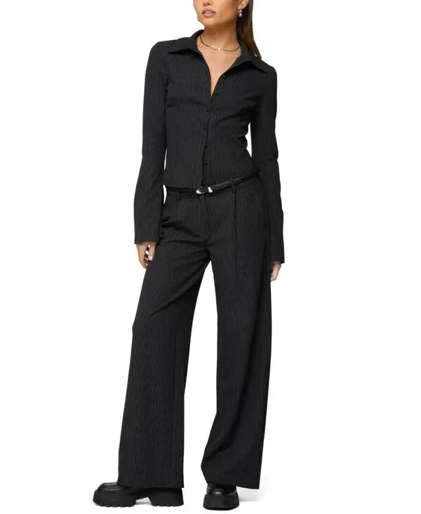 EDIKTED Pinstripe Tailored Straight Leg Pants