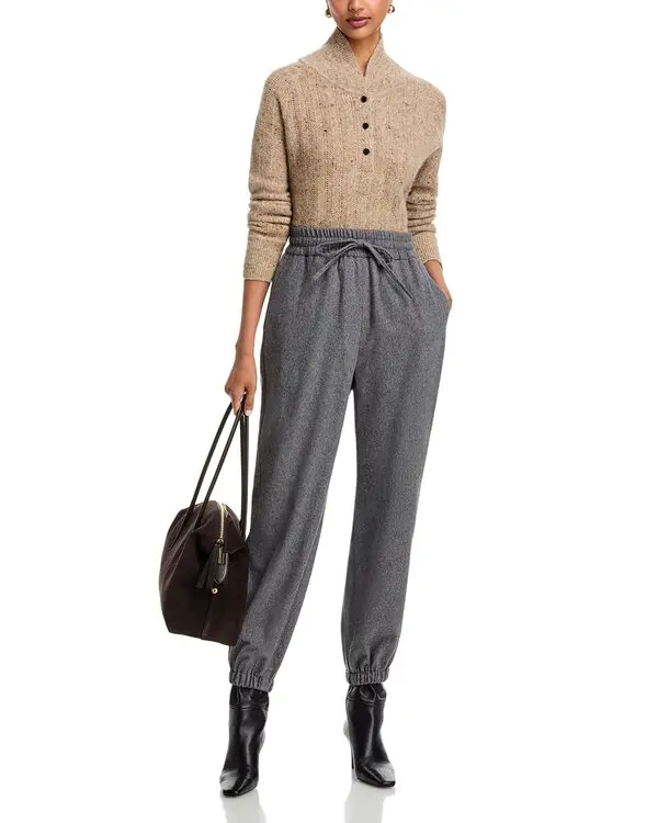Co Wool And Cashmere Blend Cropped Henley Sweater