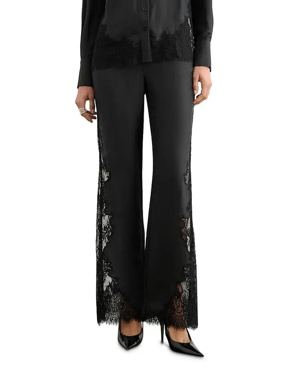 TOCCIN Lace Inset Flare Pants - Jet/jet