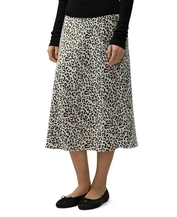 Lilysilk Leopard Print Bias Cut Silk Charmeuse Skirt