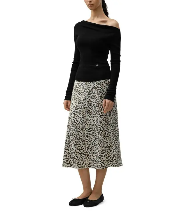 Lilysilk Leopard Print Bias Cut Silk Charmeuse Skirt