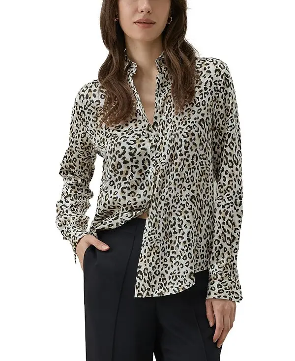 Lilysilk Leopard Print Silk Charmeuse Shirt