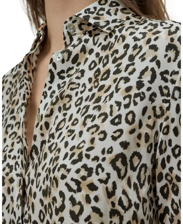Lilysilk Leopard Print Silk Charmeuse Shirt