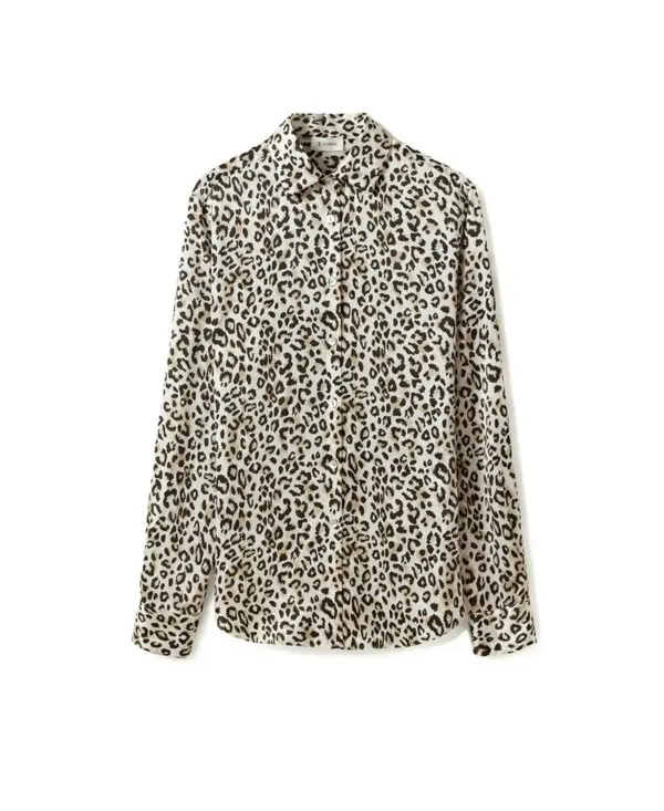 Lilysilk Leopard Print Silk Charmeuse Shirt