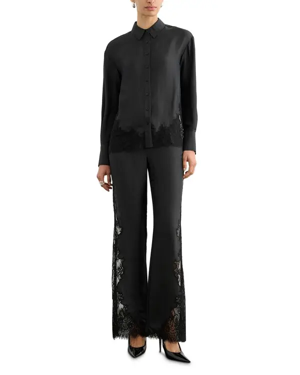 TOCCIN Toni Lace Trim Button-down Shirt