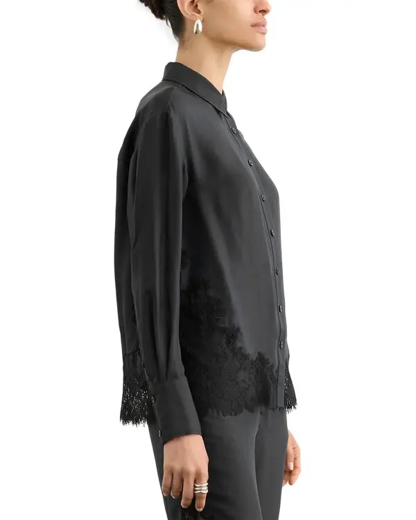TOCCIN Toni Lace Trim Button-down Shirt