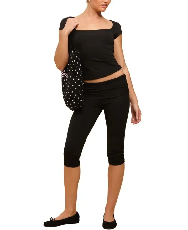EDIKTED Ravena Foldover Capri Leggings