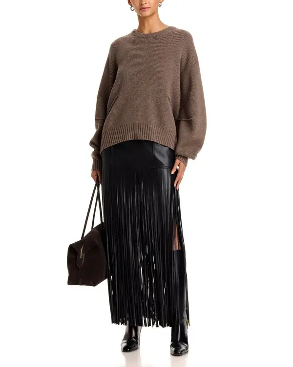 TOCCIN Soren Faux Leather Fringe Skirt