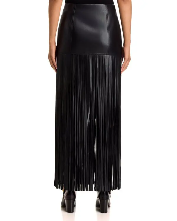 TOCCIN Soren Faux Leather Fringe Skirt