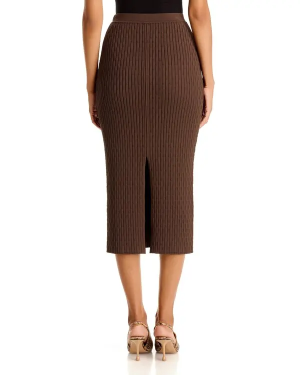 TOCCIN Milla Ribbed Midi Skirt With Faux Pockets - Espresso