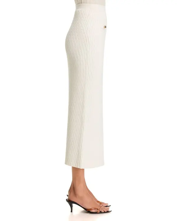 TOCCIN Milla Ribbed Midi Skirt With Faux Pockets