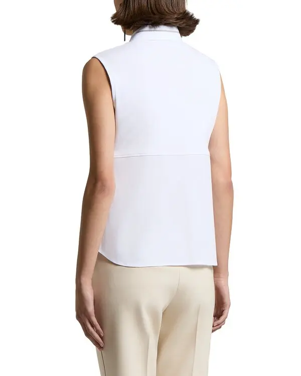 Peserico Sleeveless Stretch Cotton Poplin & Jersey Rib Top