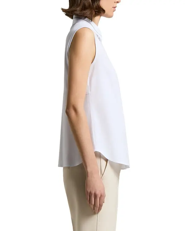 Peserico Sleeveless Stretch Cotton Poplin & Jersey Rib Top