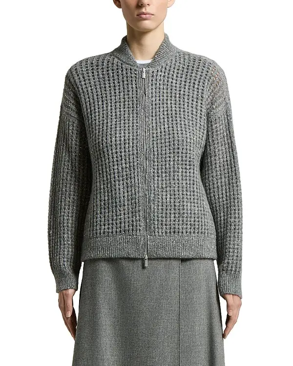 Peserico Alpaca Wool Blend Zip Up Sweater