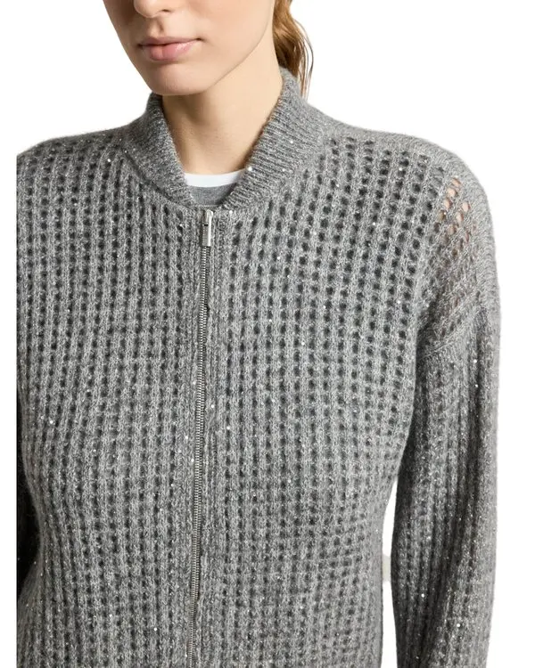 Peserico Alpaca Wool Blend Zip Up Sweater