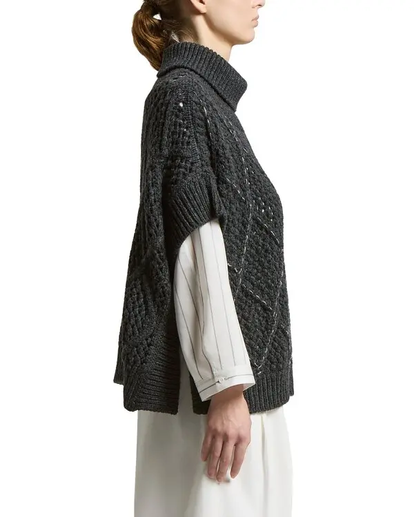 Peserico Wool Blend Turtleneck Cape Sweater