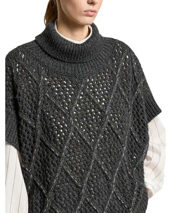 Peserico Wool Blend Turtleneck Cape Sweater