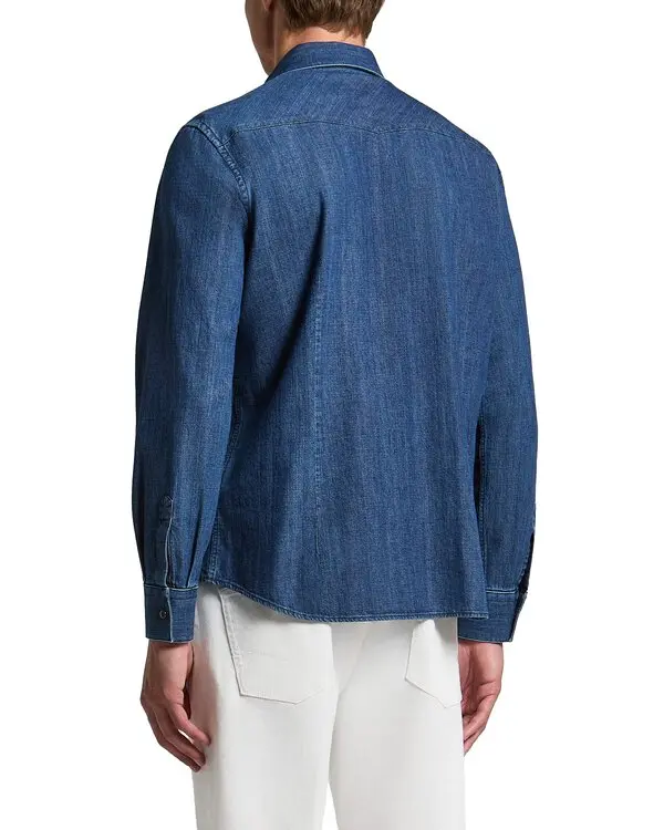 Peserico Cotton Denim Pocket Western Shirt