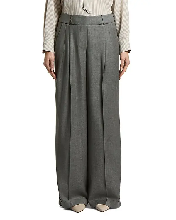 Peserico Pants In Shiny Viscose Wool Stretch Twill