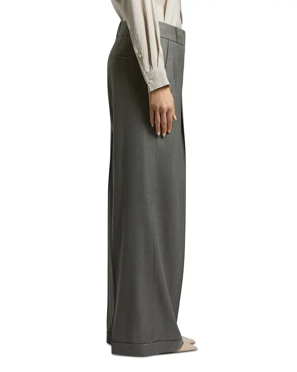 Peserico Pants In Shiny Viscose Wool Stretch Twill