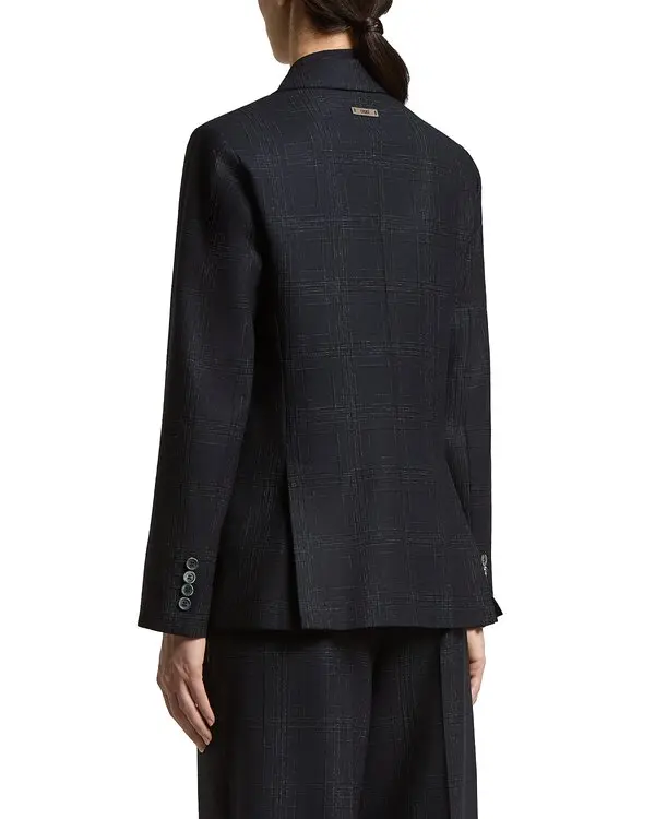 Peserico Double Breasted Blazer Jacket In Stretch Wool Blend Check Flannel With Lurex