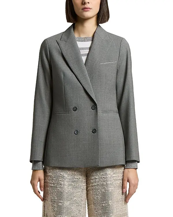 Peserico Tropical Bi Stretch Worsted Wool Double Breasted Blazer Jacket