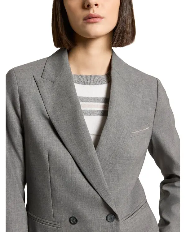 Peserico Tropical Bi Stretch Worsted Wool Double Breasted Blazer Jacket