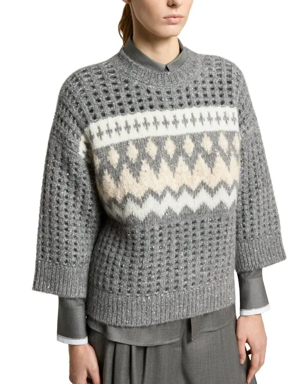 Peserico Knitted Sweater With Mohair Blend And Sequins