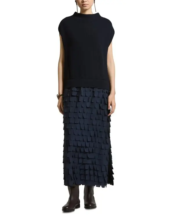 Peserico Merino Wool & Crepe De Chine Combo Dress