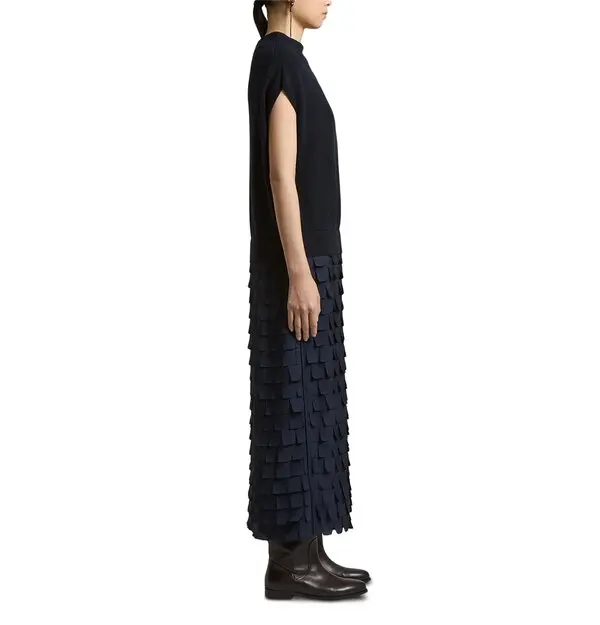 Peserico Merino Wool & Crepe De Chine Combo Dress