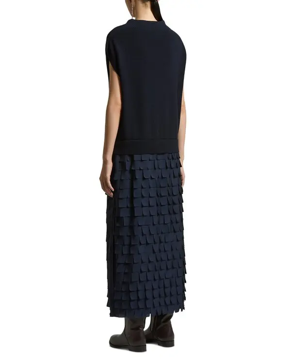 Peserico Merino Wool & Crepe De Chine Combo Dress