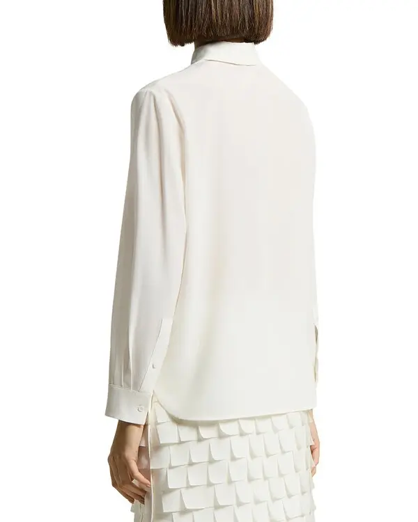 Peserico Silk Stretch Crepe De Chine Tie Neck Top