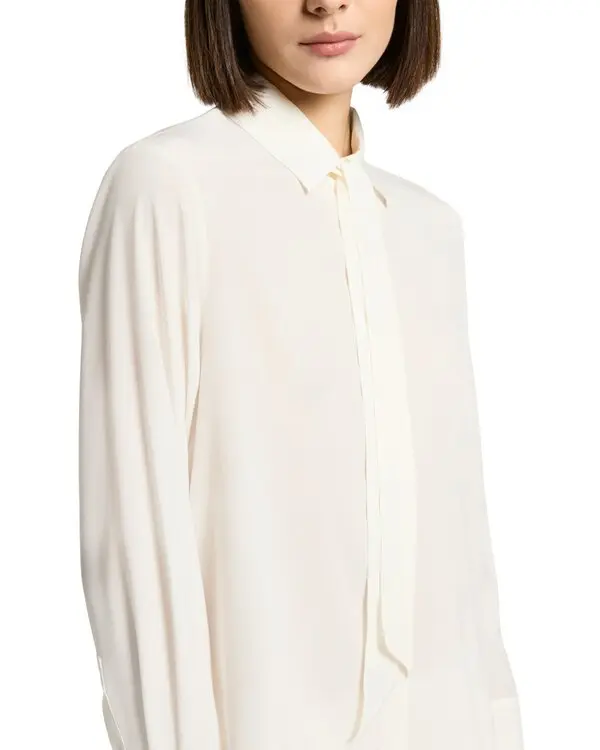 Peserico Silk Stretch Crepe De Chine Tie Neck Top