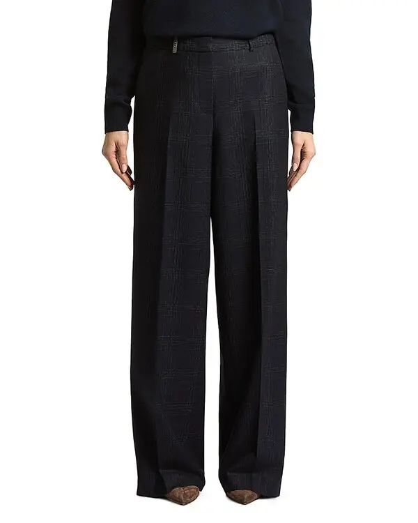Peserico Pants In Stretch Wool Blend Check Flannel With Lurex