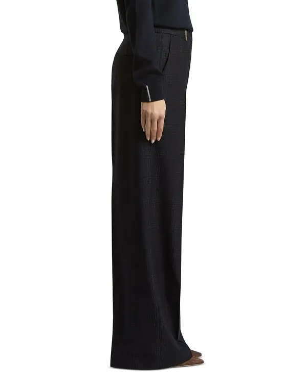 Peserico Pants In Stretch Wool Blend Check Flannel With Lurex