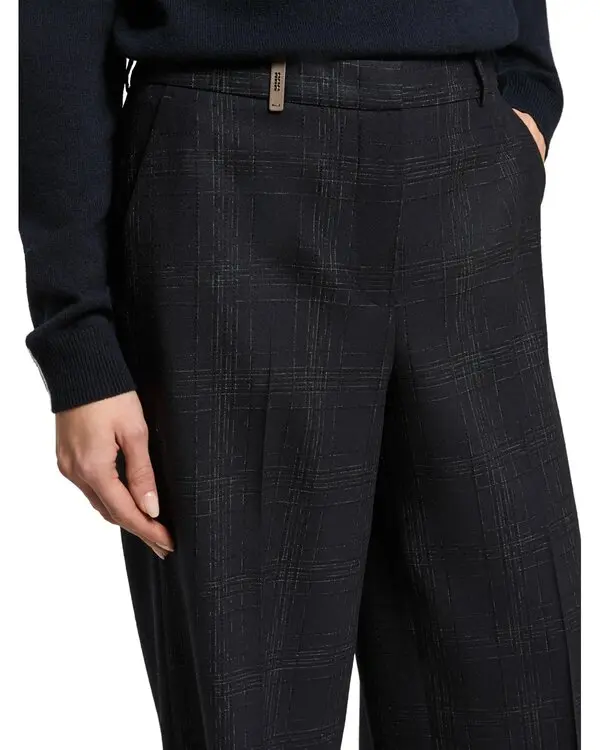 Peserico Pants In Stretch Wool Blend Check Flannel With Lurex