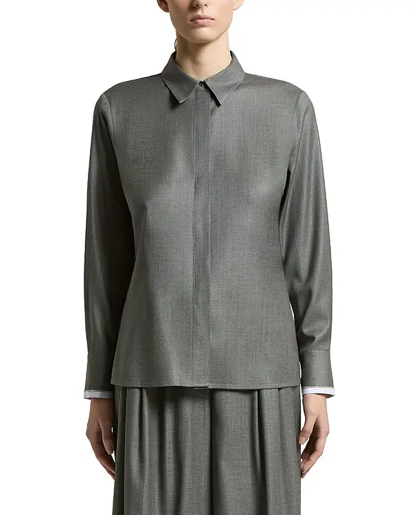 Peserico Shiny Wool & Viscose Stretch Twill Shirt