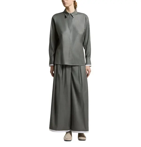 Peserico Shiny Wool & Viscose Stretch Twill Shirt